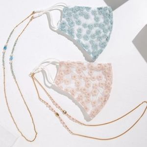 Nikkiwallflower | Accessories | Embroidered Flower Mask With Chain ...